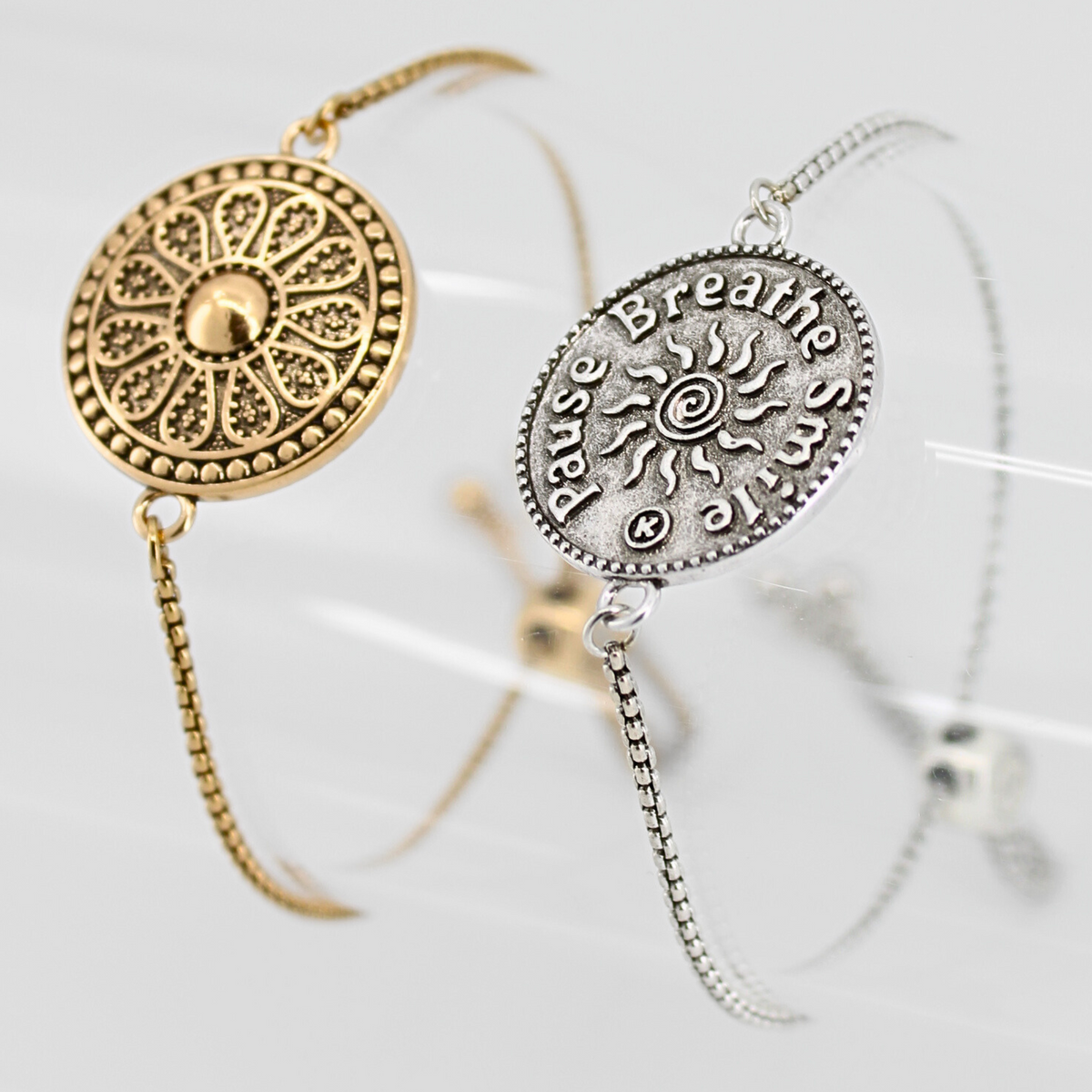 Pause Breathe Smile Mandala Adjustable Bracelet – Katia Designs