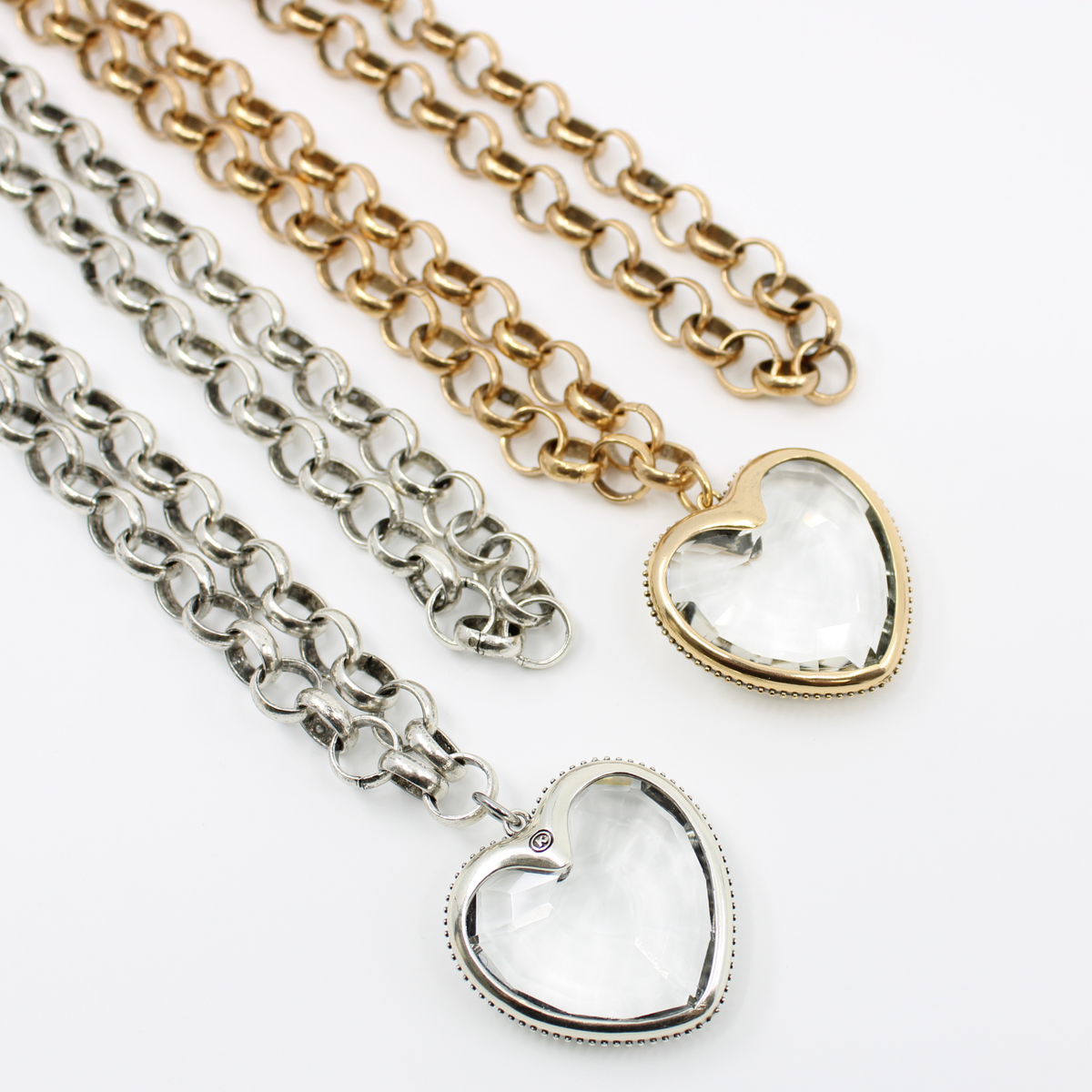 Crystal Heart Chunky Chain Layering Necklace – Katia Designs