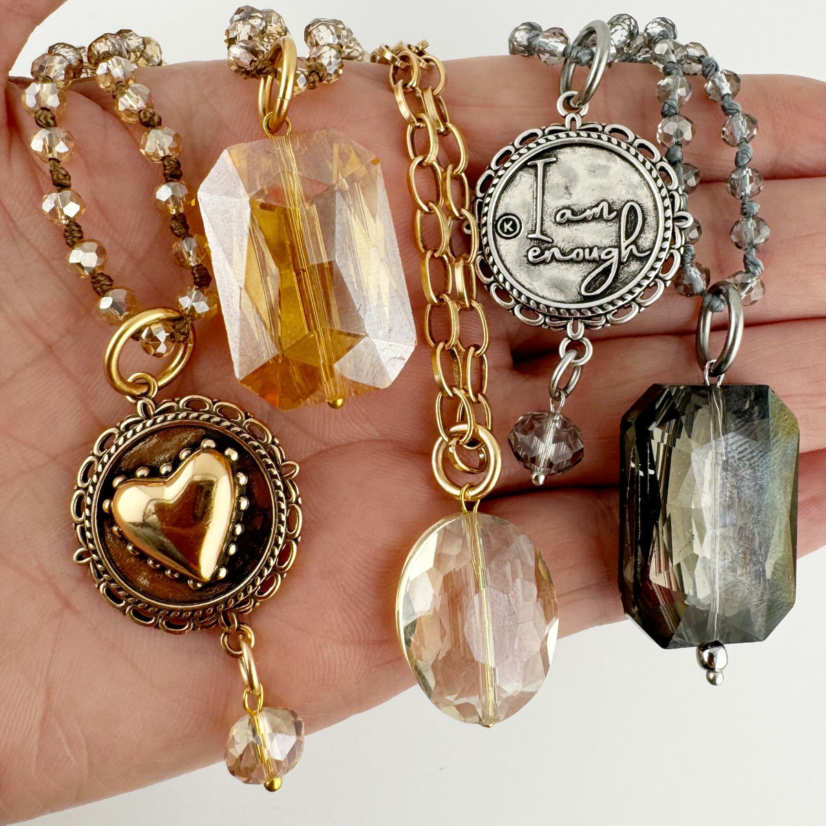 "I Am Enough" Heart Original Necklace Layering Bundle – Katia Designs